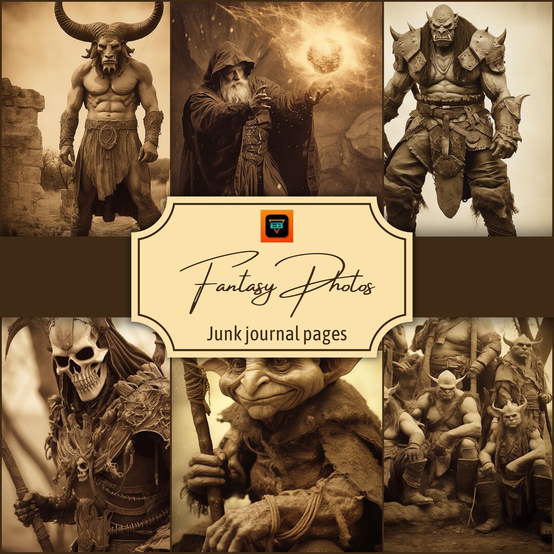Fantasy Photo Art Scrapbook Pages, Dragon Junk Journal Kit, Magic Dnd ...