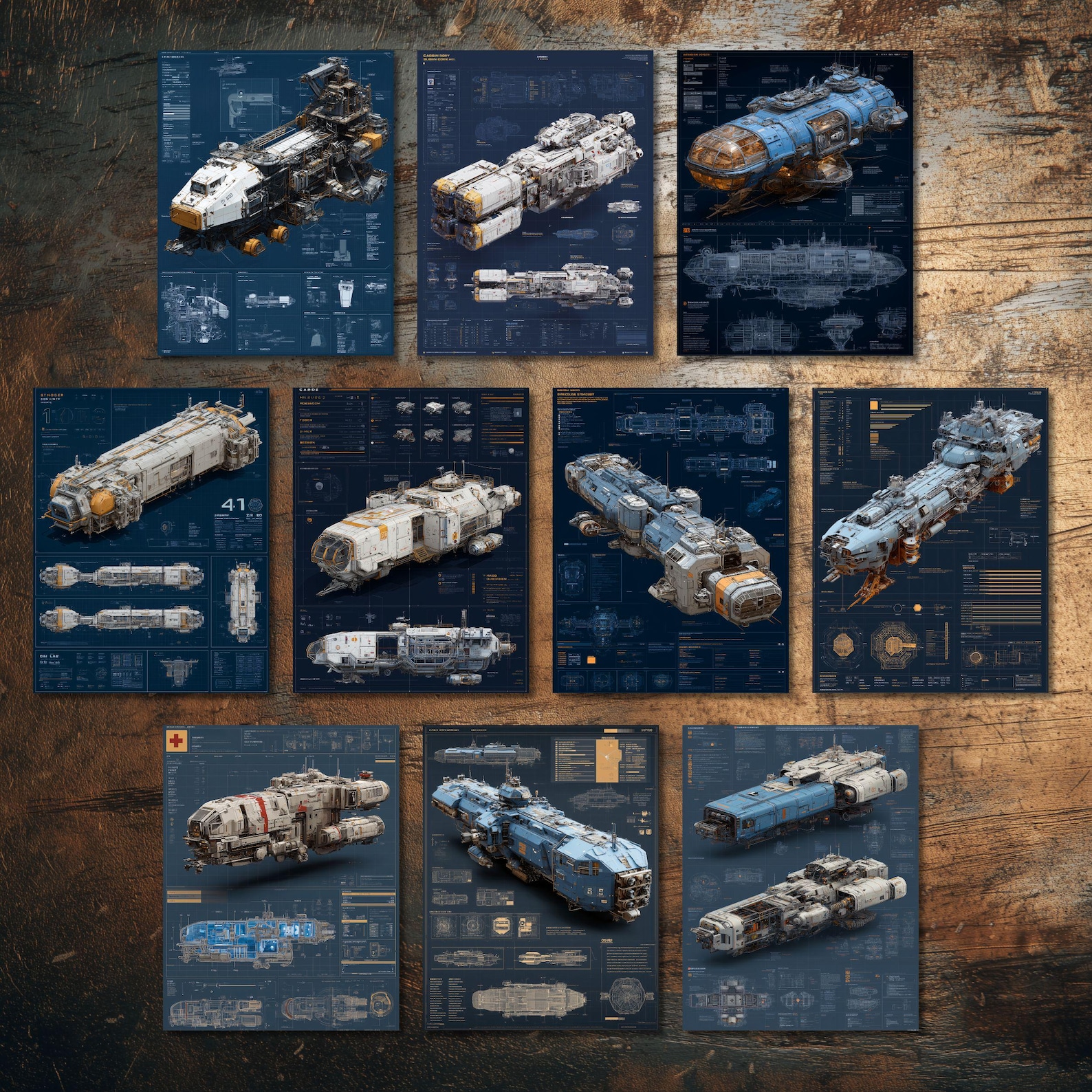 Sci-fi Spaceship Blueprints, TTRPG Handout, Cosplay Prop, Science ...