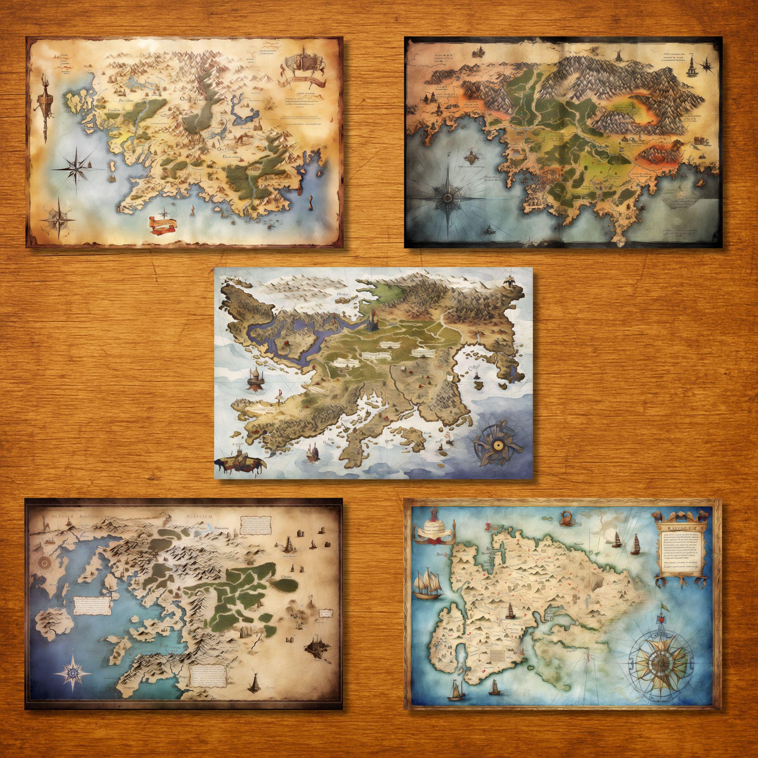 Fantasy Map Scrapbook Pages, Fairy Kingdom Junk Journal Kit, Dnd Gaming ...