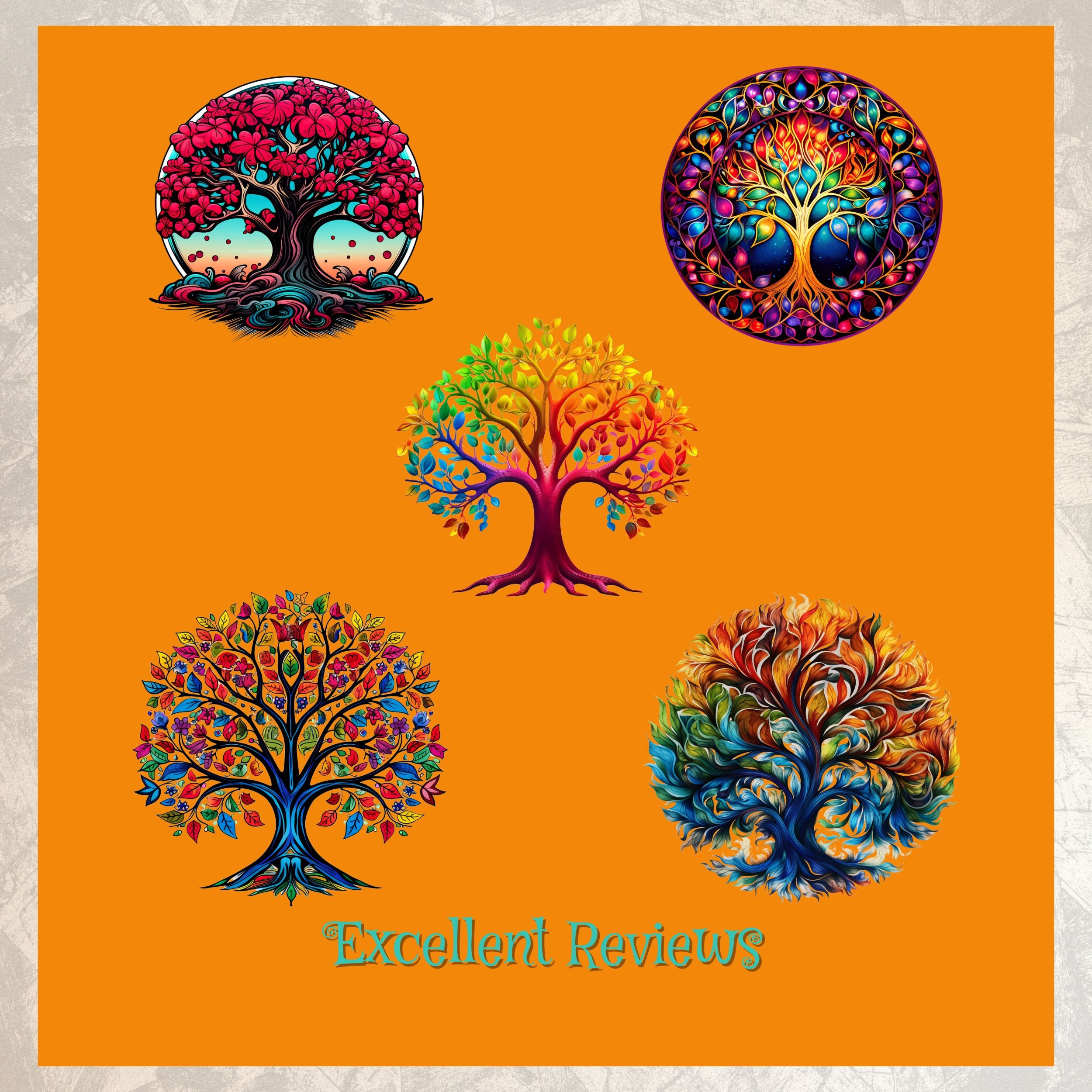 Colourful Tree of Life Collection Clipart, SVG Tree Clipart, Rainbow ...
