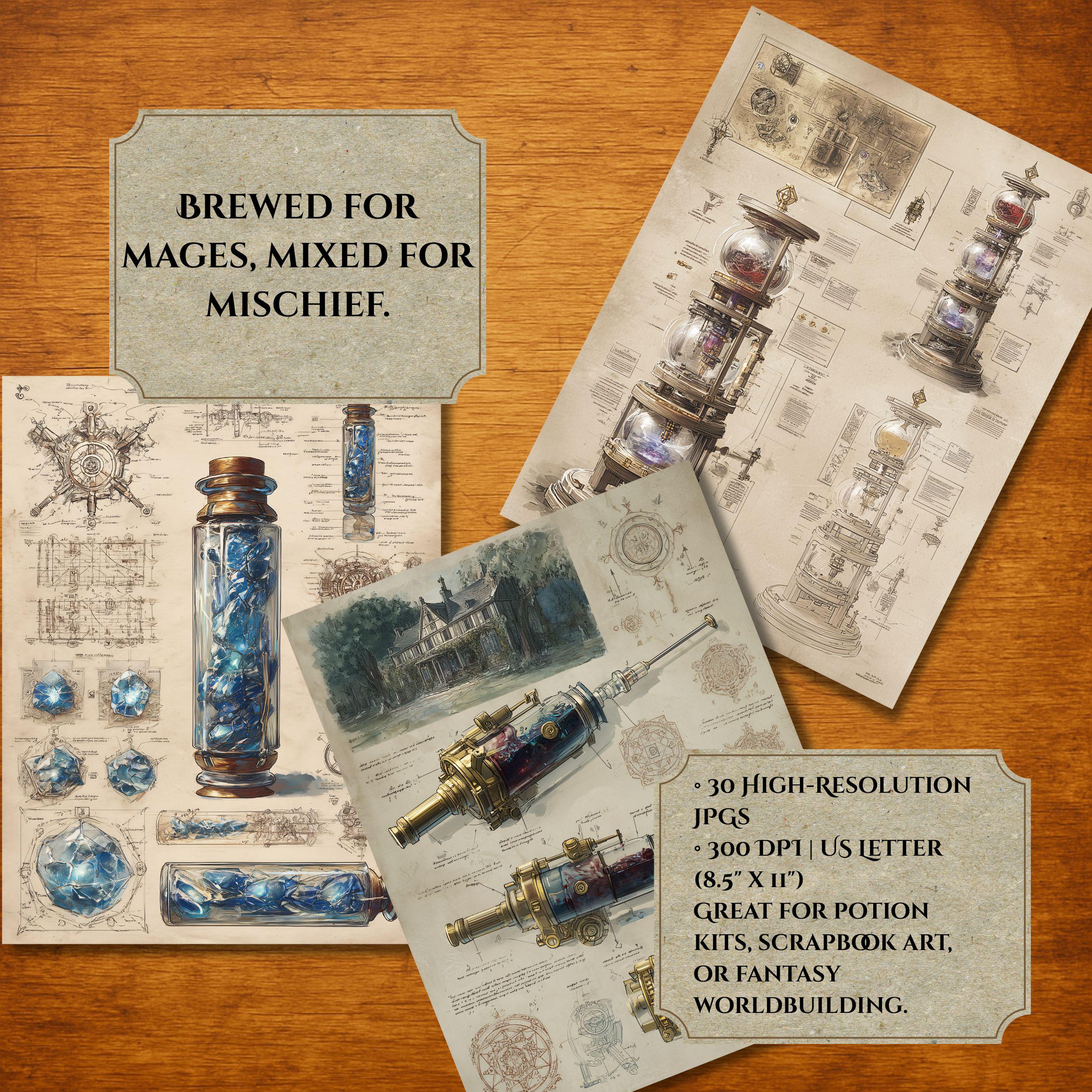 Alchemy Backgrounds Kit, Potion Scrapbook Pages, Grimoire Printable ...