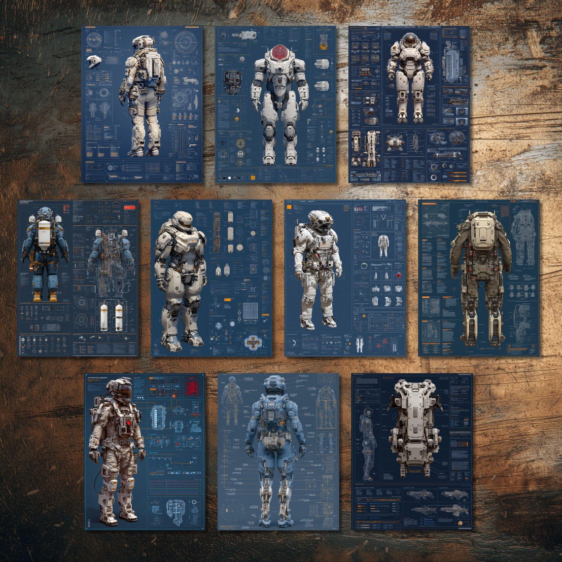 Sci-fi Power Armour Blueprints, TTRPG Handout, Cosplay Prop, Science ...