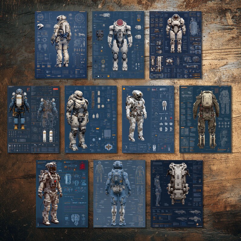 Sci-fi Power Armour Blueprints, TTRPG Handout, Cosplay Prop, Science ...