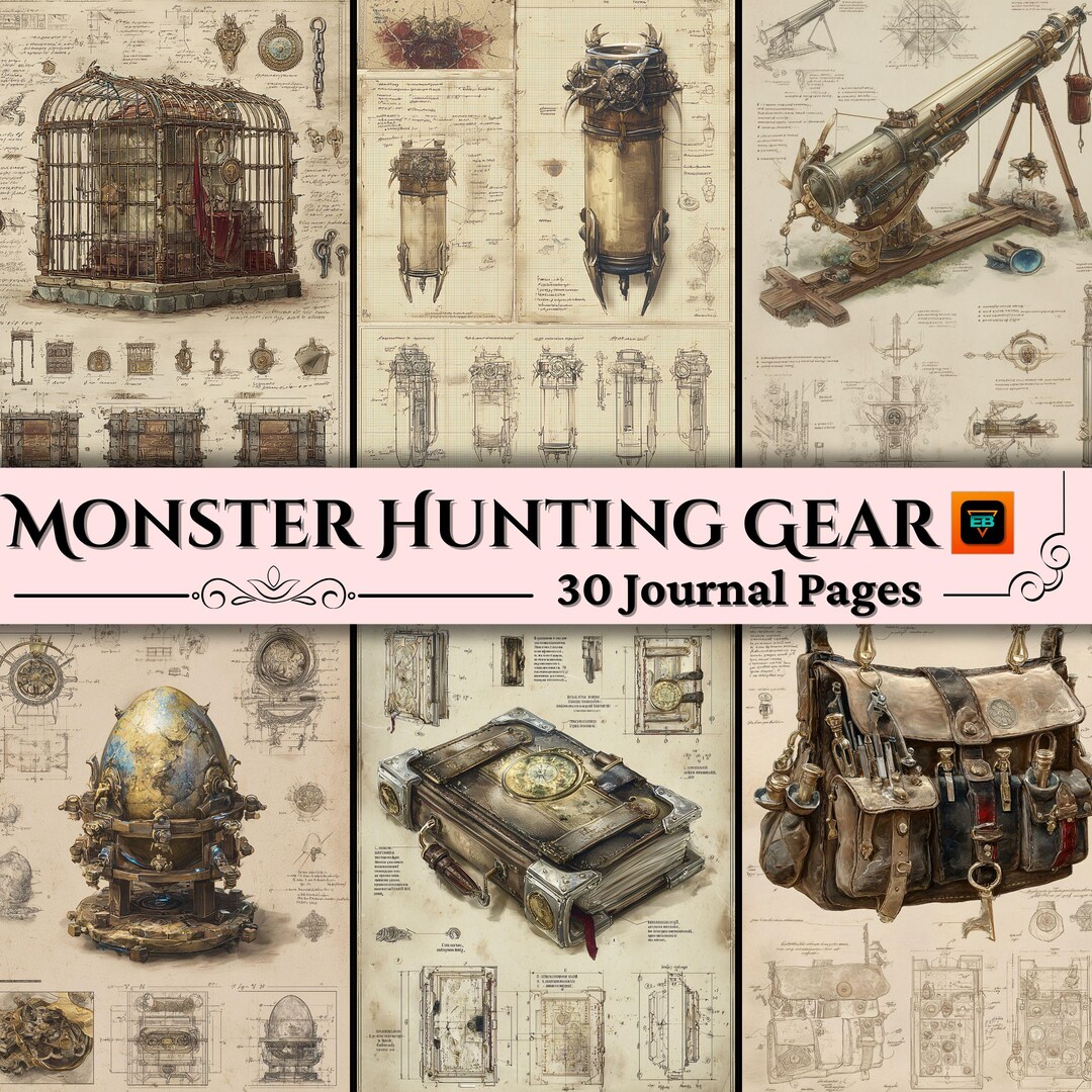Monster Hunter Blueprints, Fantasy Field Kit Ephemera, Printable Dnd ...