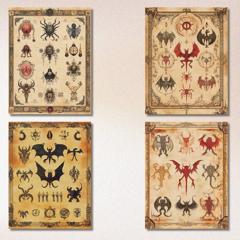 Codex Bestiary Journal Pages, Monster Scrapbook Sheets, BOS Grimoire ...