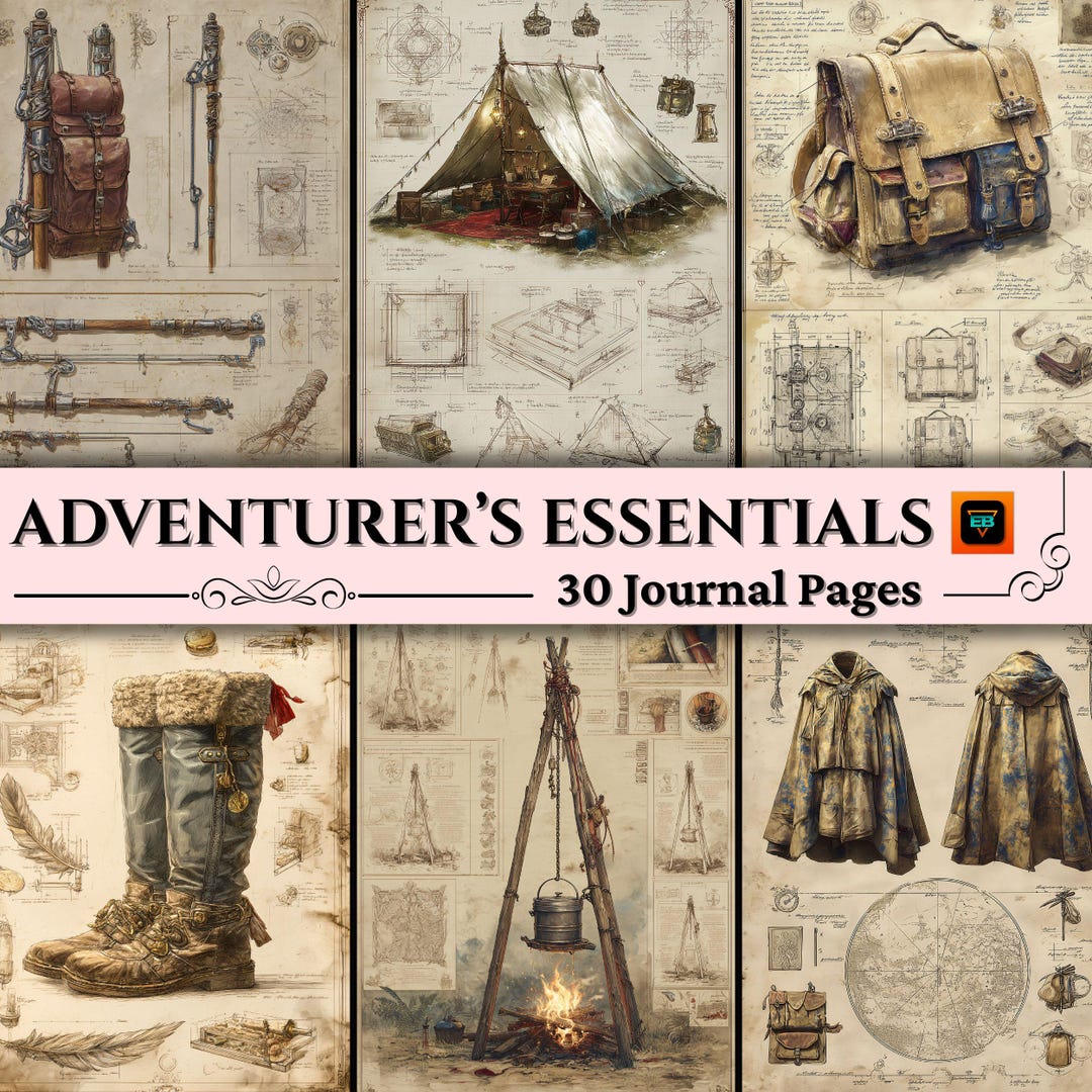 Fantasy Adventurer Gear Blueprints, Printable Dnd Journal Pages, RPG ...