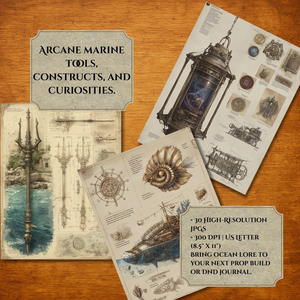 Fantasy Ocean Pages, Magical Sea Printables, Arcane Junk Journal Pages ...