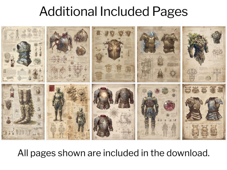 Fantasy Armour Blueprints, Printable Prop Pages, RPG Scrapbook Kit, Dnd ...