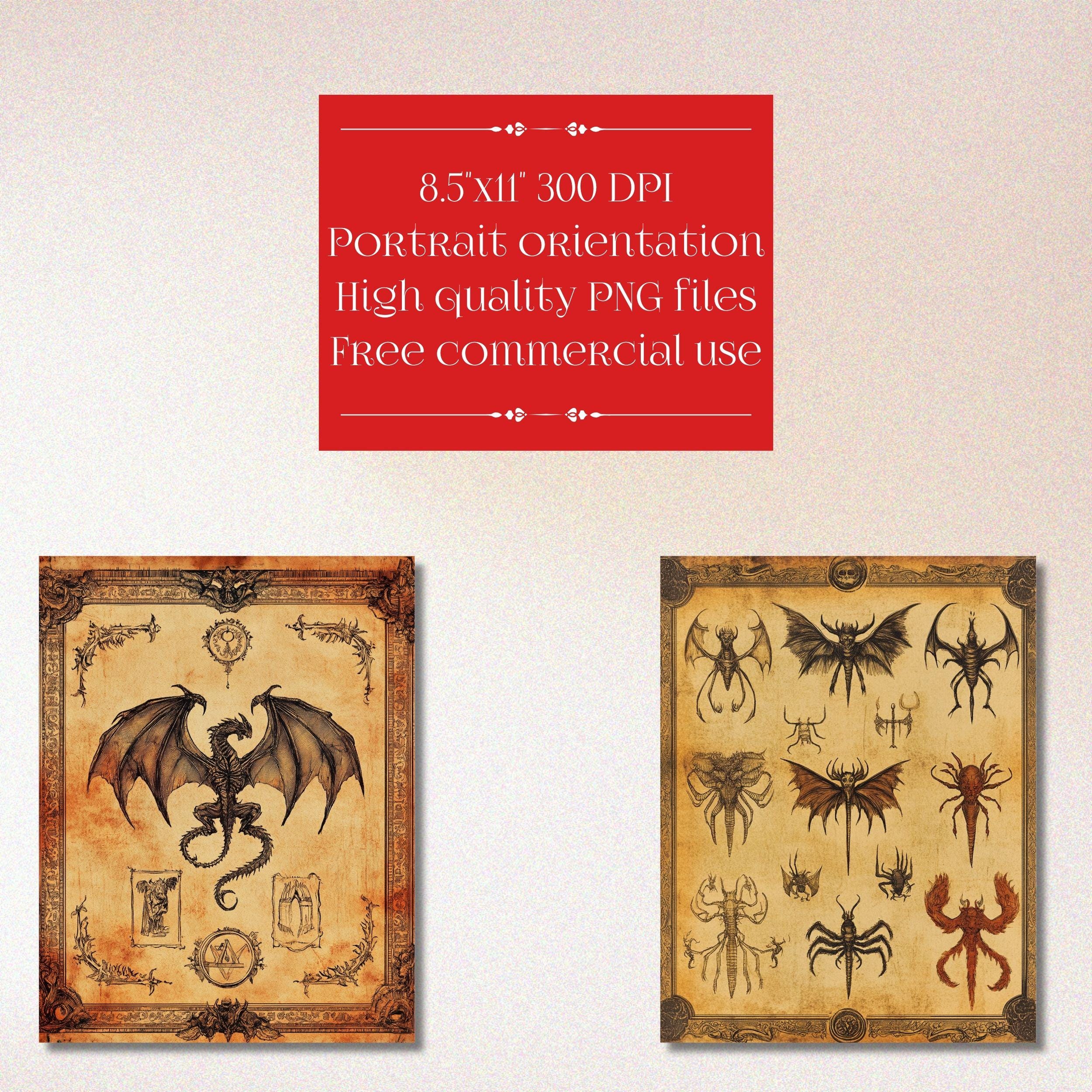 Codex Bestiary Journal Pages, Monster Scrapbook Sheets, BOS Grimoire ...