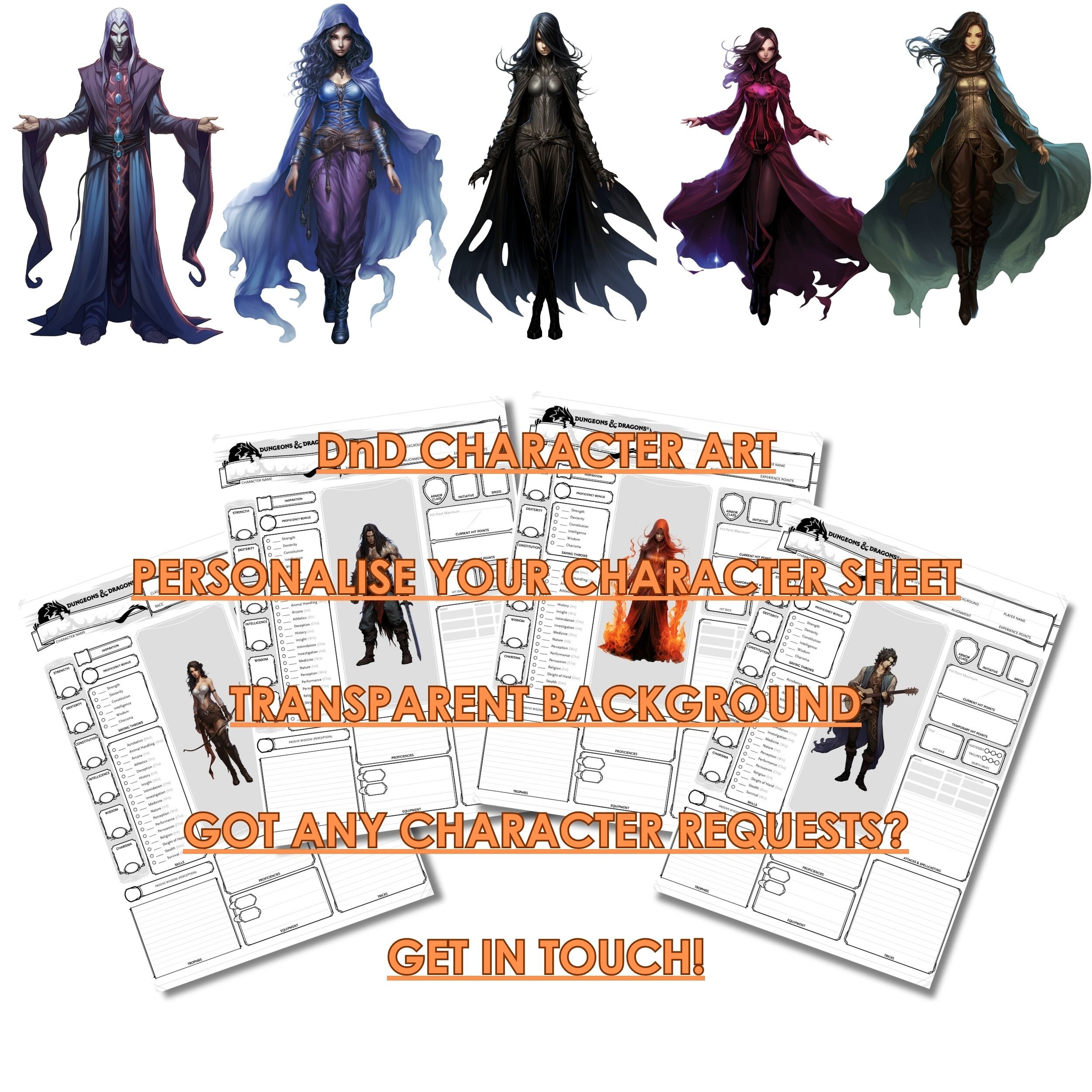 Dnd Character Art, Dnd SVG PNG, Personalise Your Dnd Character Sheet ...