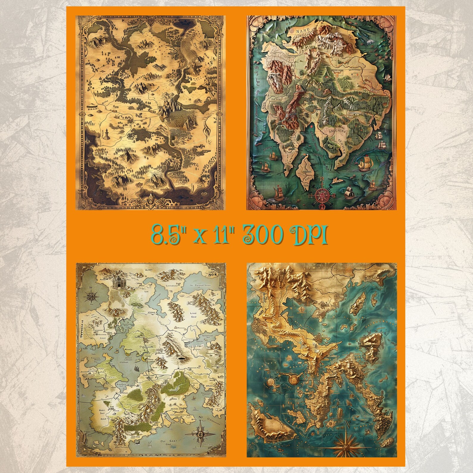 Fantasy Map Bundle 2 Scrapbook Pages, Fairy Kingdom Junk Journal Kit ...