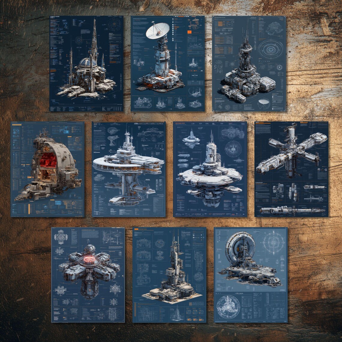 Sci-fi Space Station Blueprints, TTRPG Handout, Cosplay Prop, Science ...