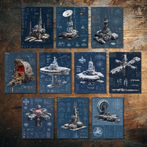 Sci-fi Space Station Blueprints, TTRPG Handout, Cosplay Prop, Science ...