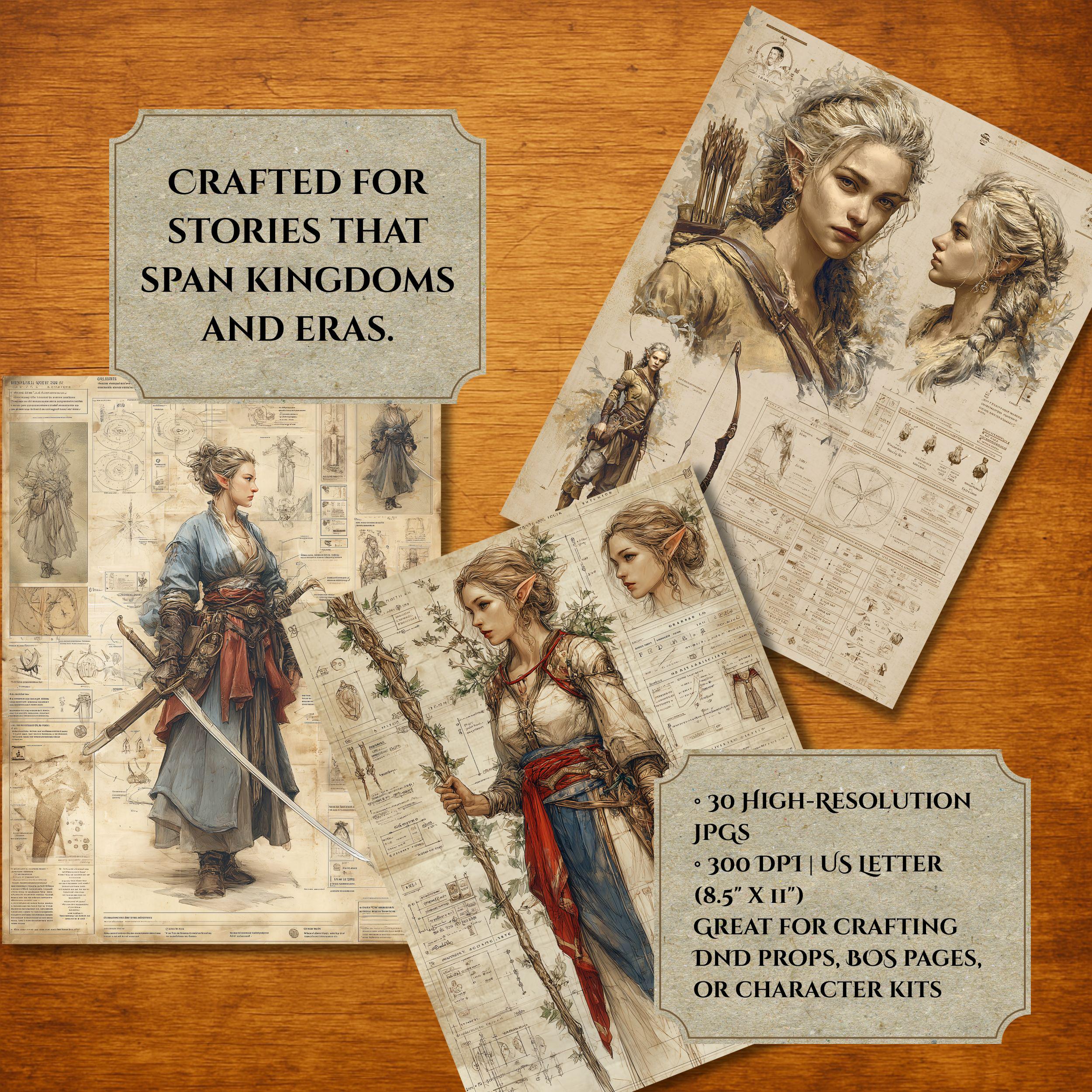 Fantasy Elf Art, Fantasy Scrapbook Pages, Grimoire Printable Sheets ...