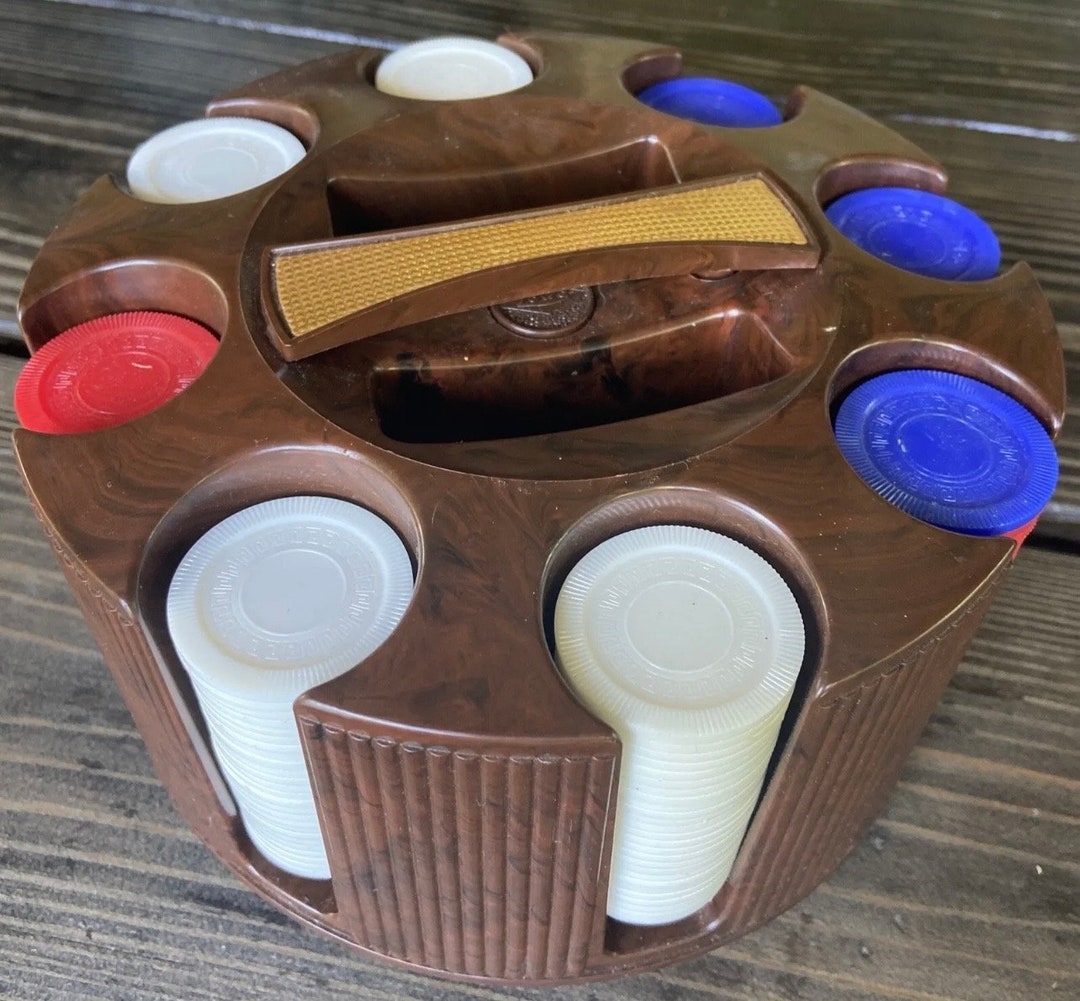 Lows Vintage Poker Chip Round Rack Holder With Red, White, and Blue ...