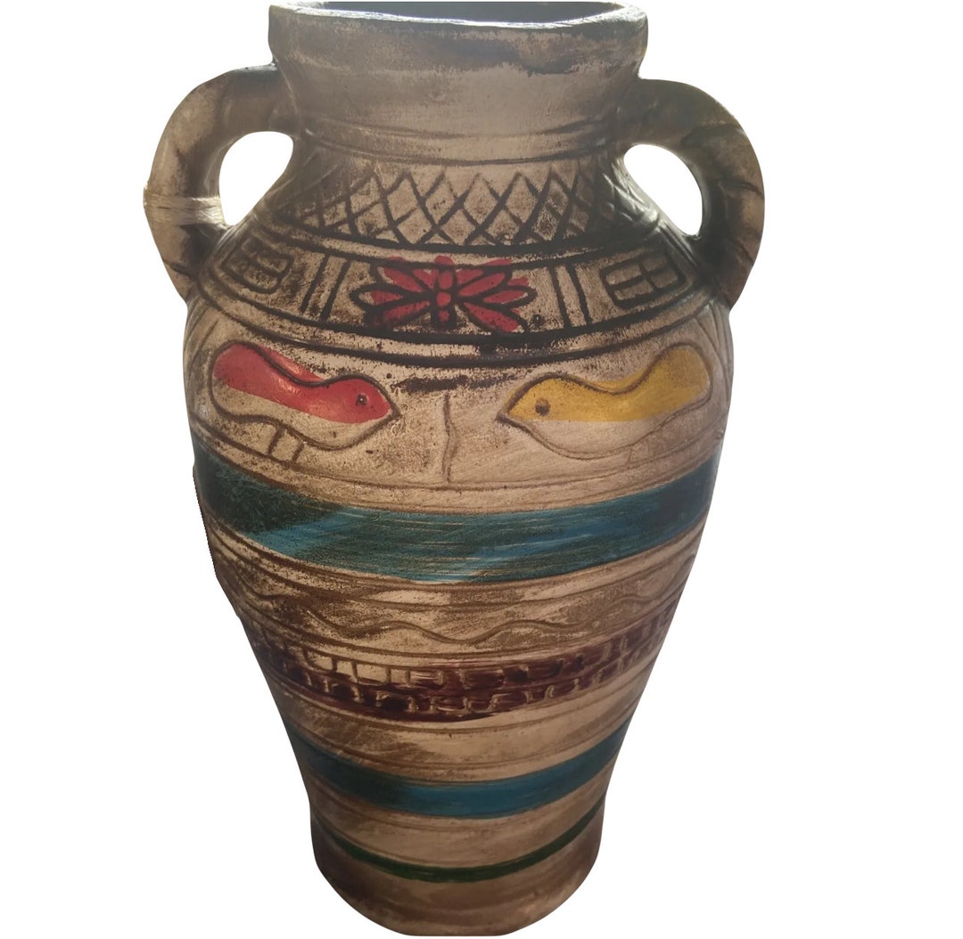 Arrow Native American Double Handle Pottery Vase Authentic Indian ...