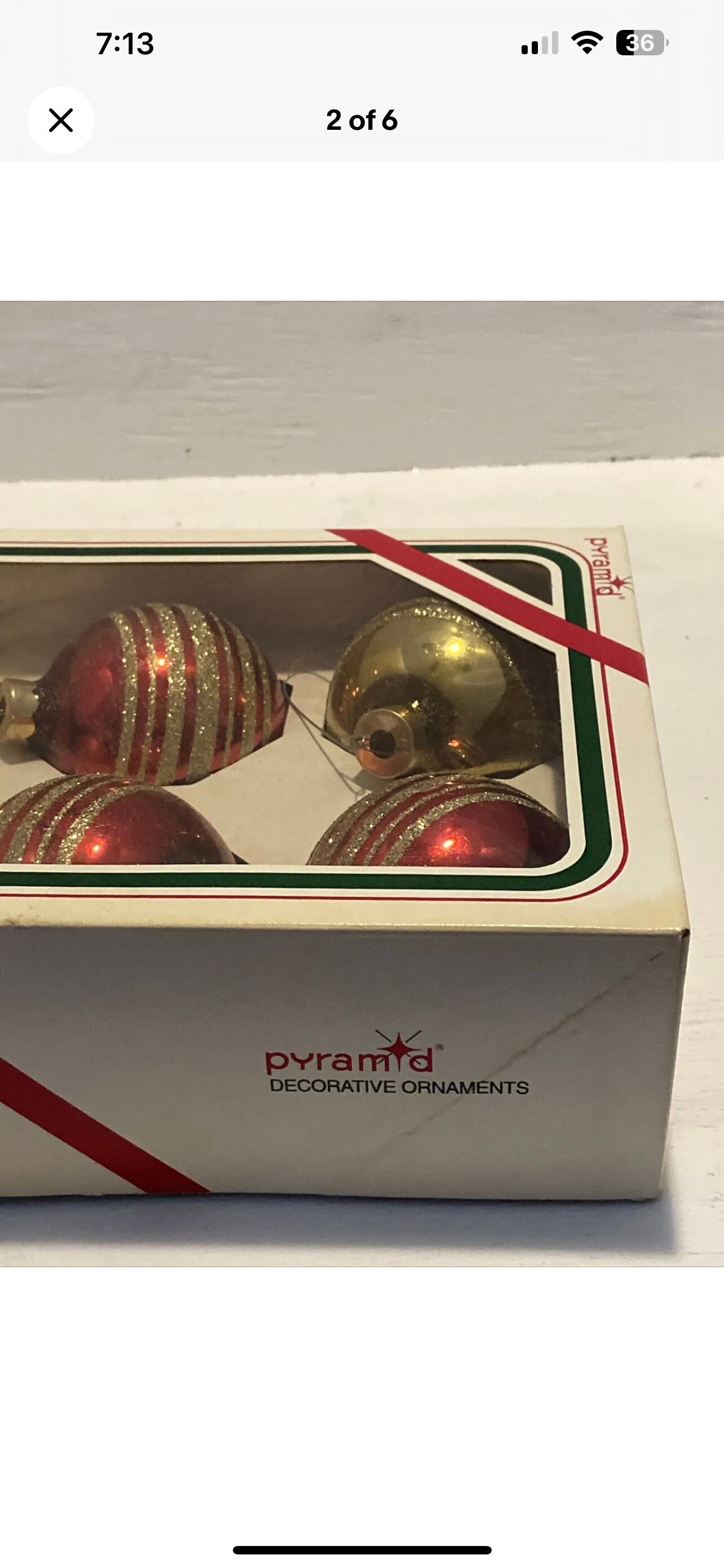 Vintage Pyramid Red and Gold Christmas Ball Ornaments, Glitter, Made in ...