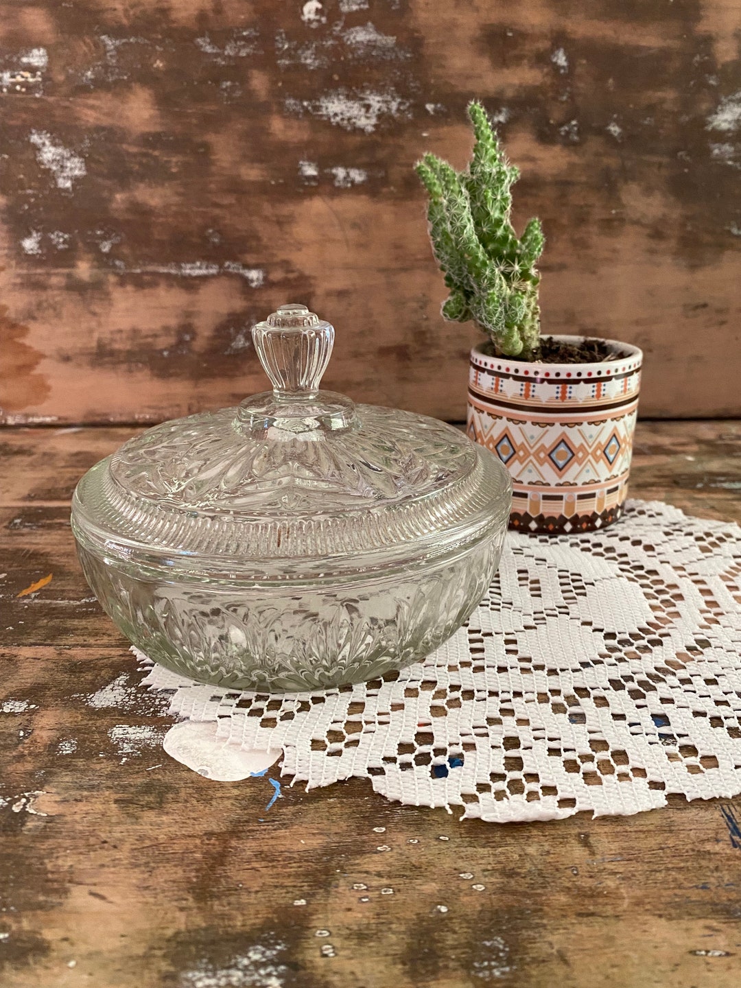 Nova Clear Glass 6 Candy Dish With Lid Etsy