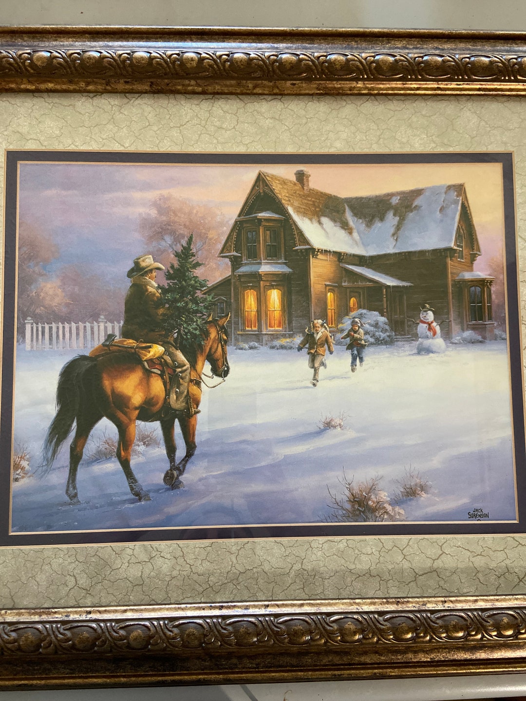 Jack Sorensen “the Day Daddy Brought Home the Tree” 24” X 20” Framed ...