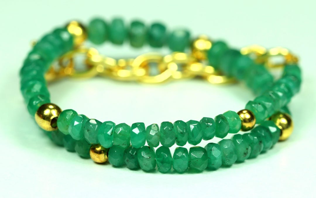AAA+ Natural Emerald Beads Bracelet Genuine Emerald Gemstone Beads 3 to ...