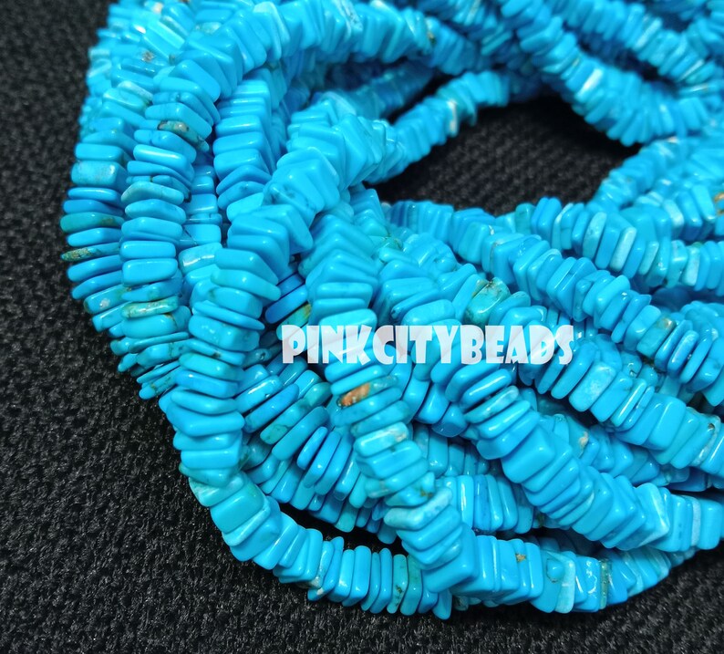Turquoise Heishi Square Shape Beads/ Semi Precious/ Blue Turquoise ...