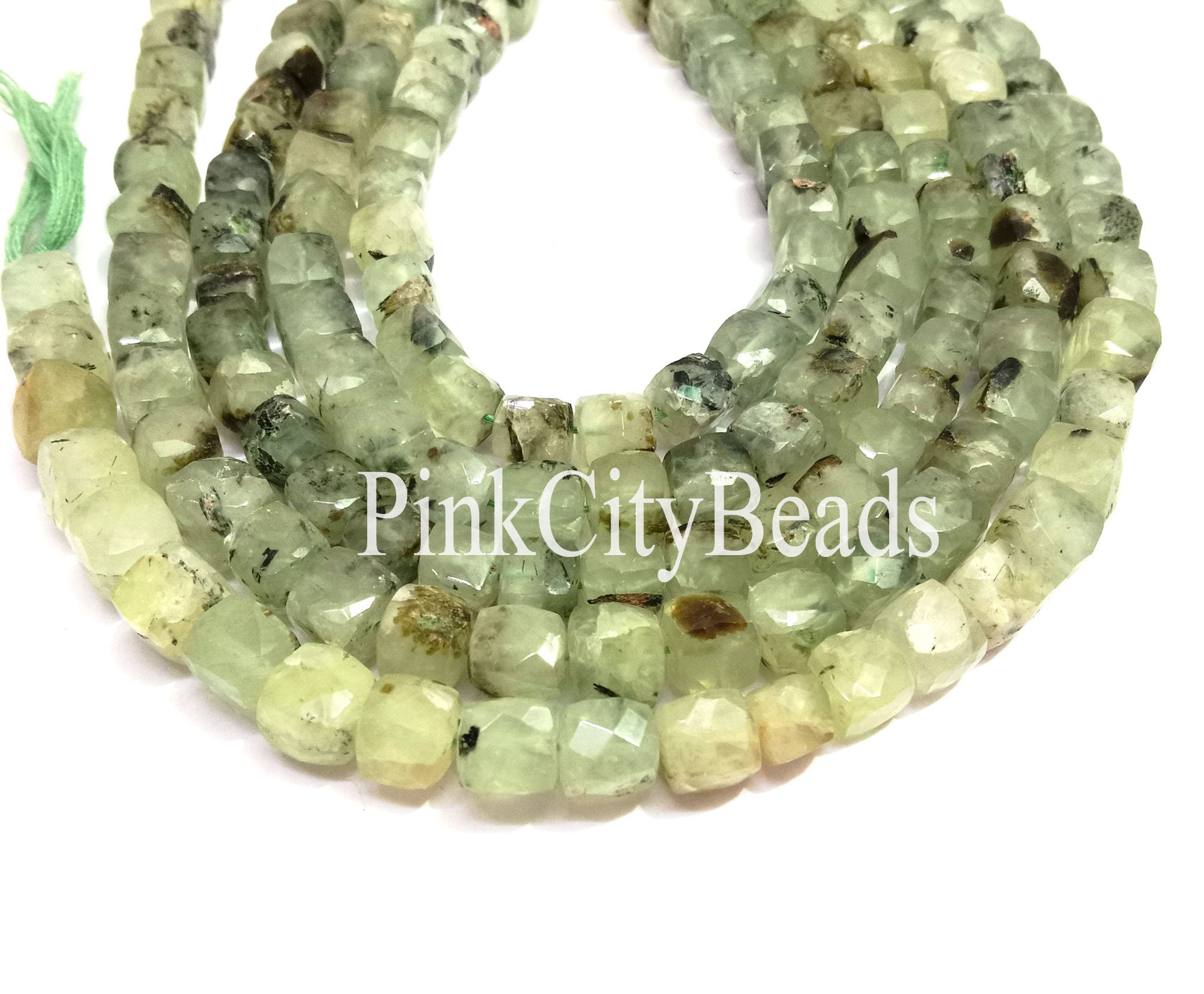 Natural Prehnite Box Shape Beads/ Beads for Jewelry/ Green Prehnite ...