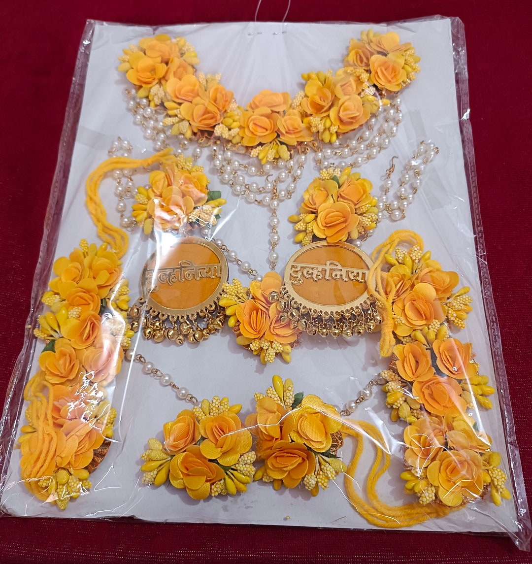 Dulaney Flower Haldi Set, Designer Jewellery Set for Women, Handmade ...
