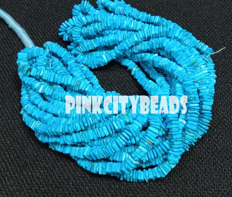 Turquoise Heishi Square Shape Beads/ Semi Precious/ Blue Turquoise ...