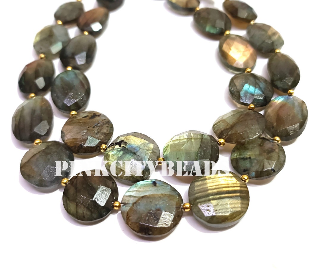 Multi Fire Labradorite Coin Shape Beads/ AAA Quality/ Natural ...