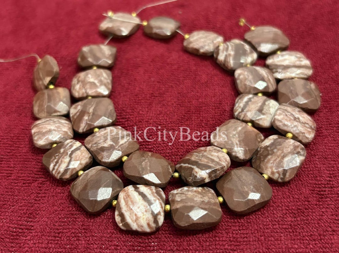 Faceted Brown Aragonite Beads: Cushion Cut, 8 Inch Strand - Etsy