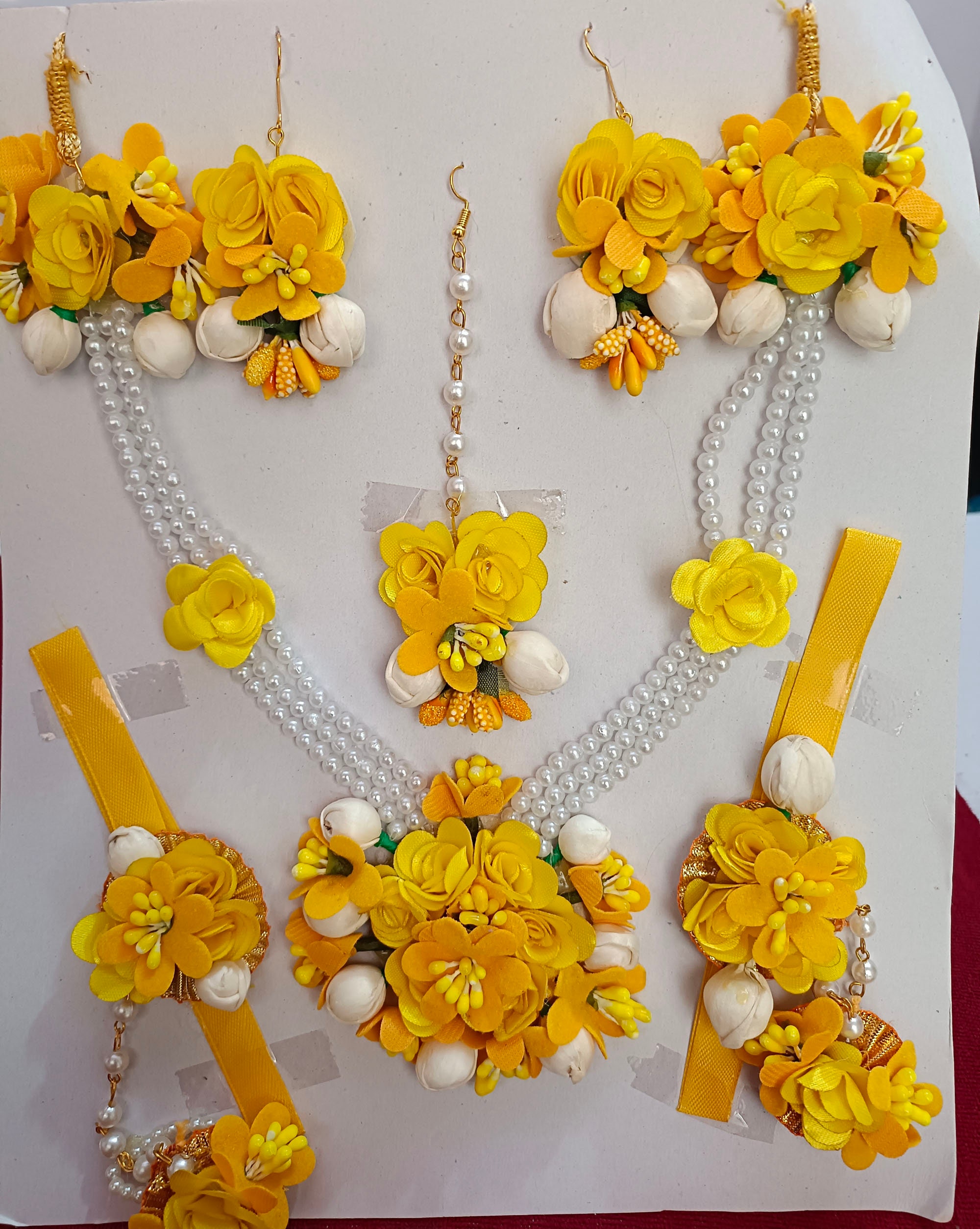 Pearl Flower Haldi Jewelry Set, Sangeet Wedding Accessories - Etsy