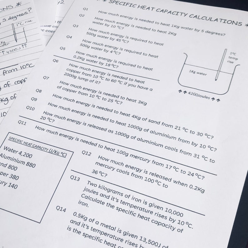 Specific Heat Capacity Calculations - Etsy