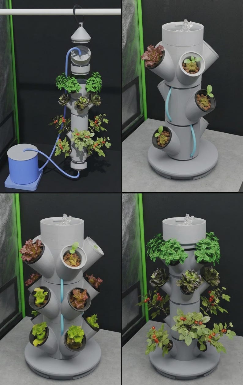 DIY Hydroponic Tower Round – 31-piece STL Set for 3D Printing – Modular ...