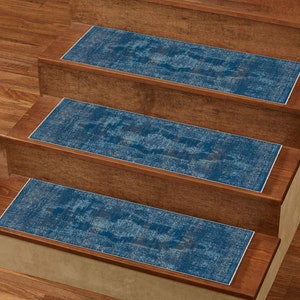 Blue Color Step Rug, Design Blue Rug, Modern Retro Look Rug, Stair ...