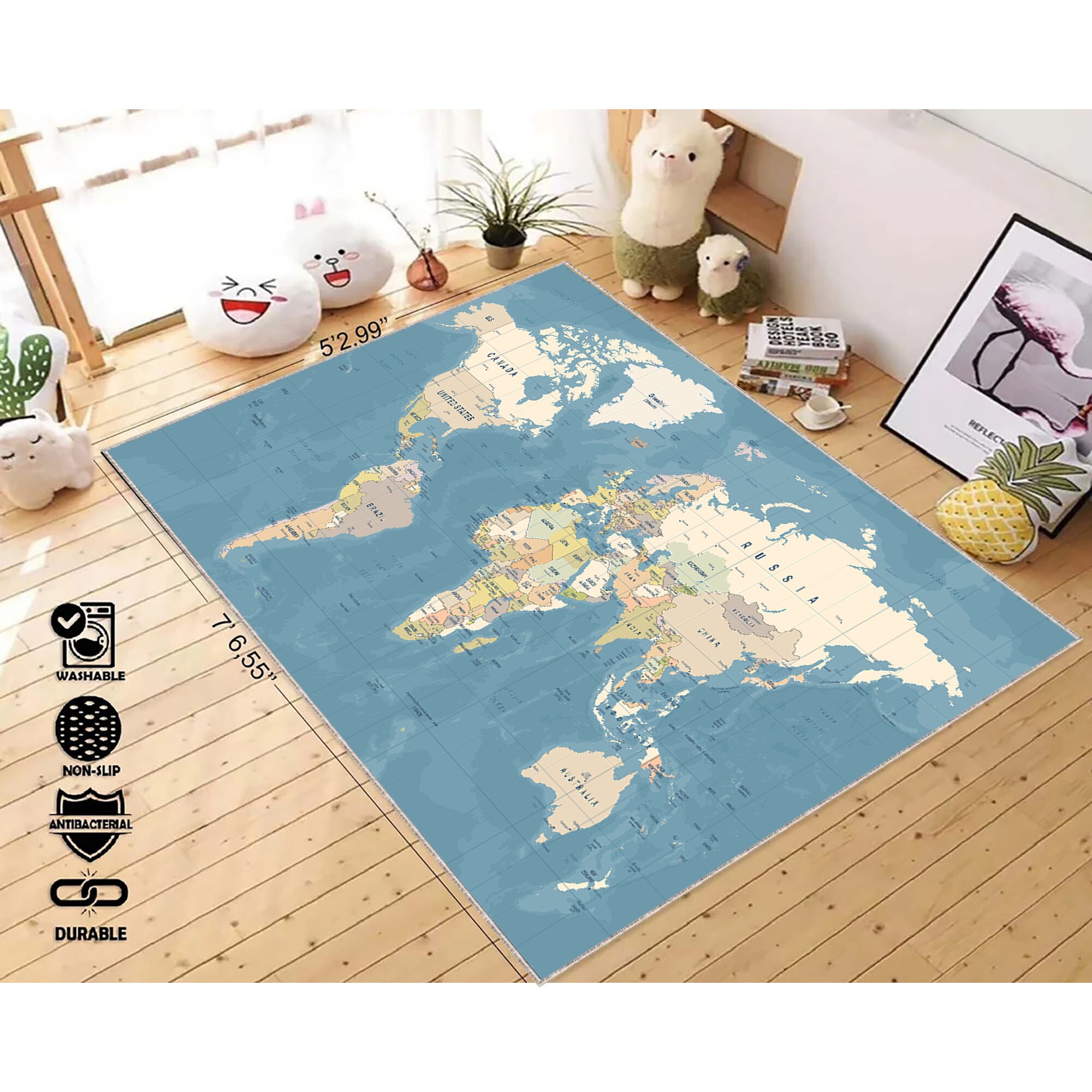 World Map, Education Maps Rug, Maps Rug, World Map, Design Pattern Rug ...