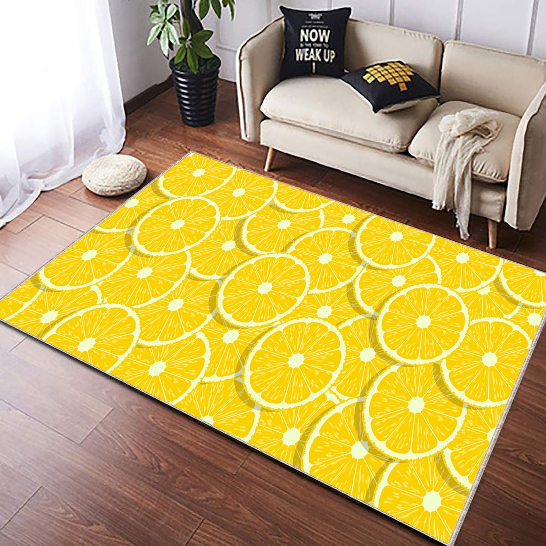 Lemon Slice, 3D Yellow Lemon Slice, Floor Rug Mat, Kitchen Rug, Lemon ...