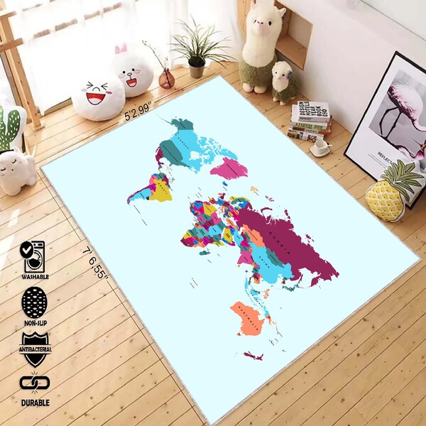 World Map Rug - Etsy
