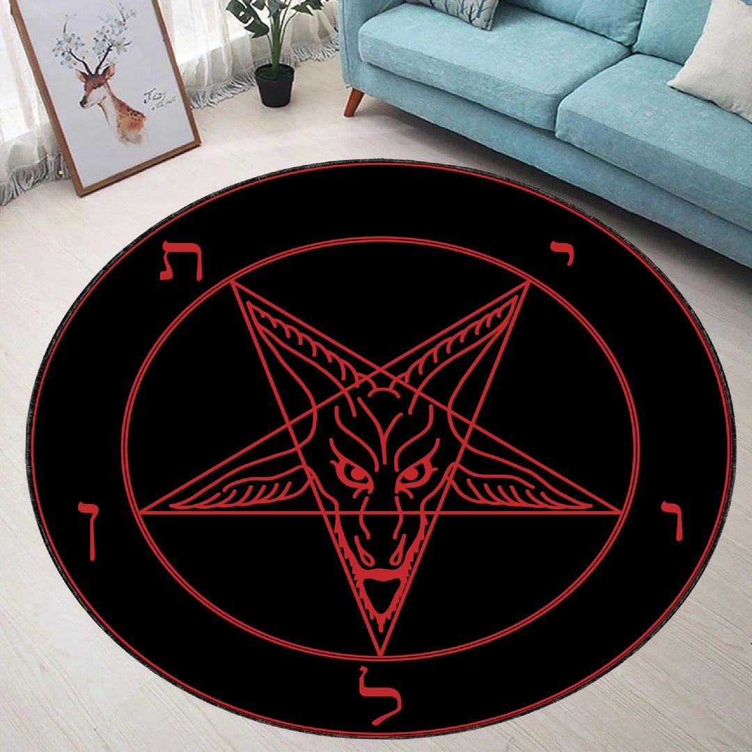 Simple Pentagram Round Carpet, the Star Round Rug, Satan Round Carpet ...
