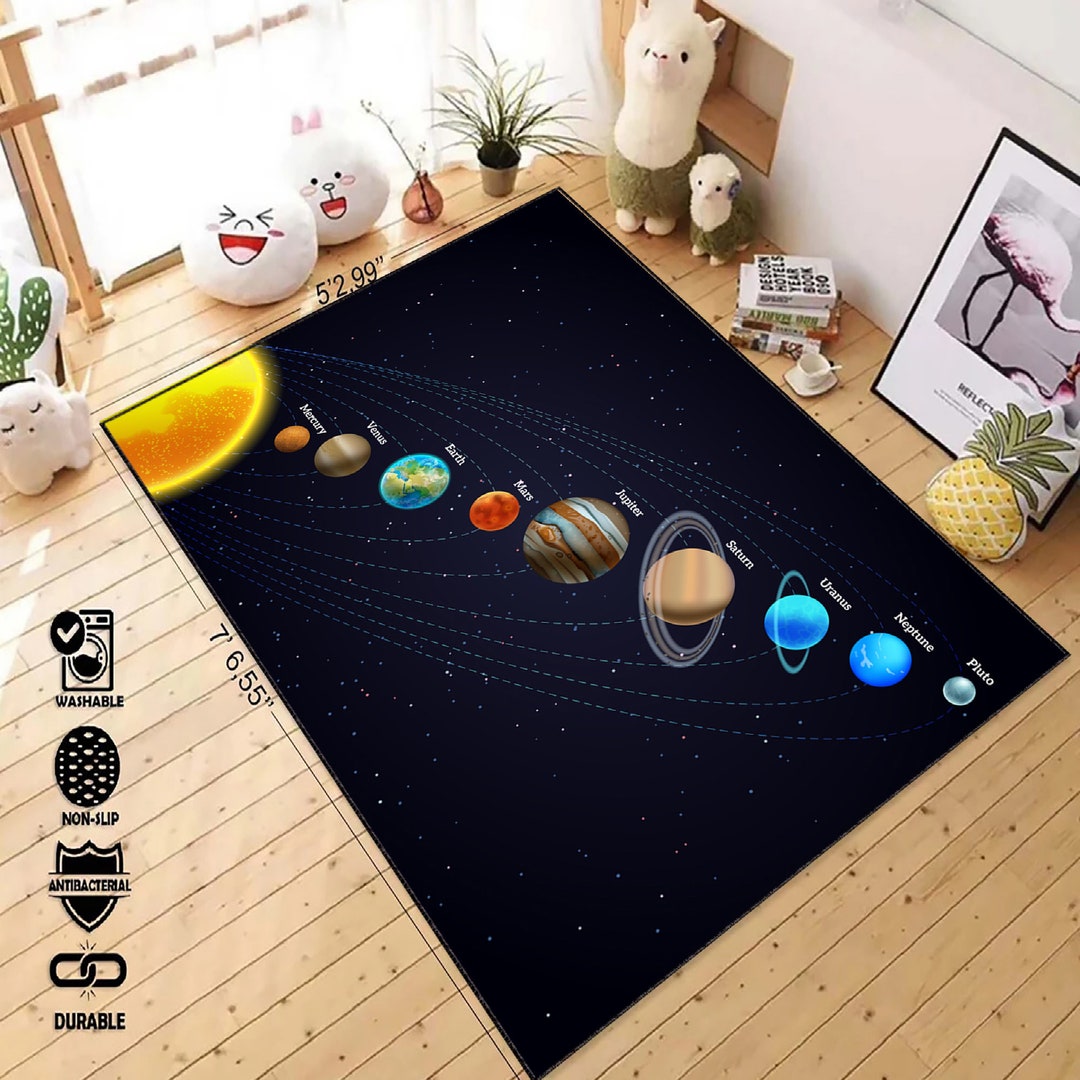 Solar System Astronomy Carpet Nursery Rug Cartoon Space - Etsy