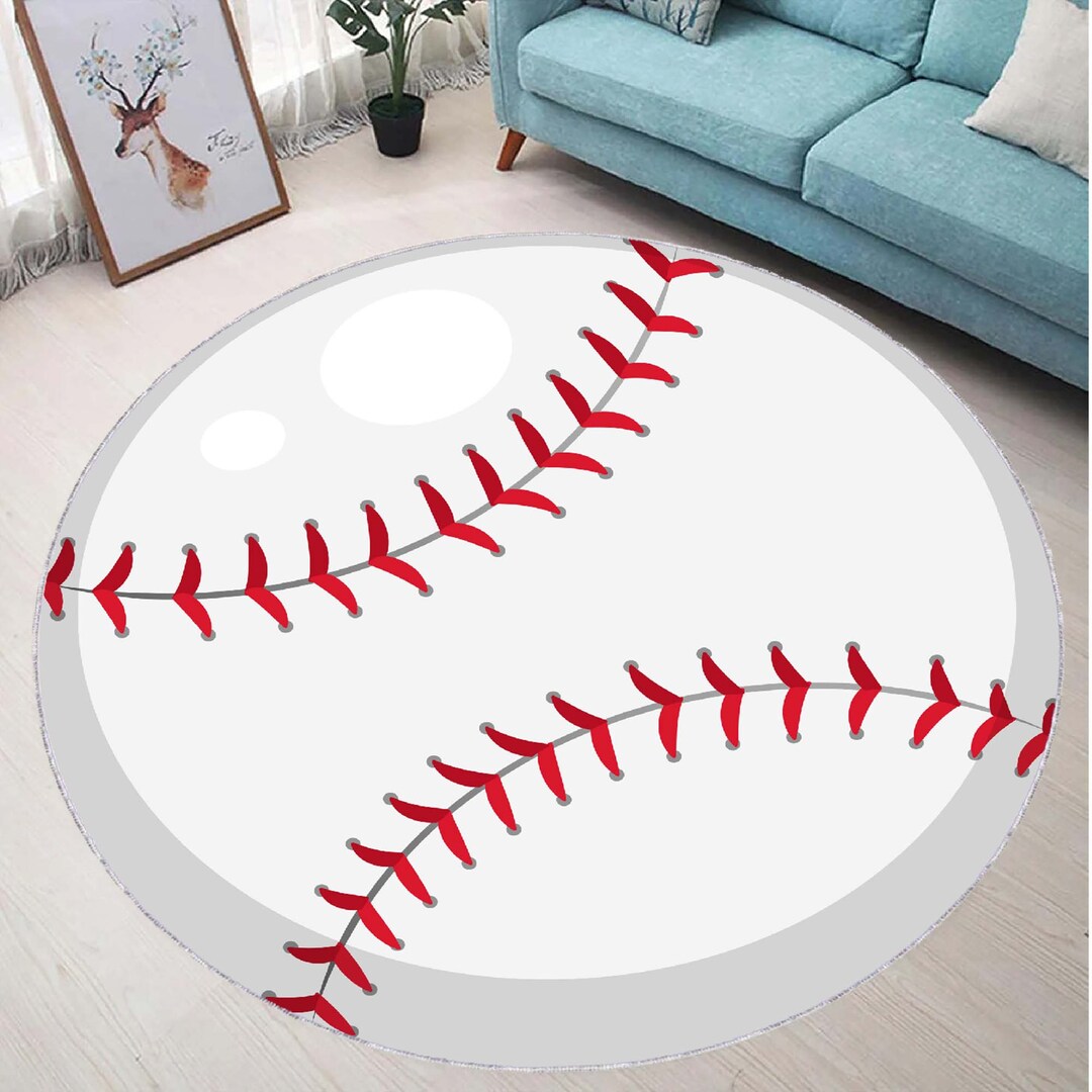 Baseball Rug, Baseball, Round Rug, Round Baseball Rug, Sports Rug ...
