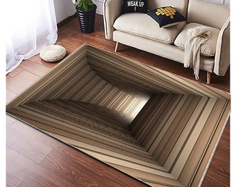 Wood Tunnel Rug, Optical Illusion Rug, Optical Illusion Vortex Rug, 3D ...