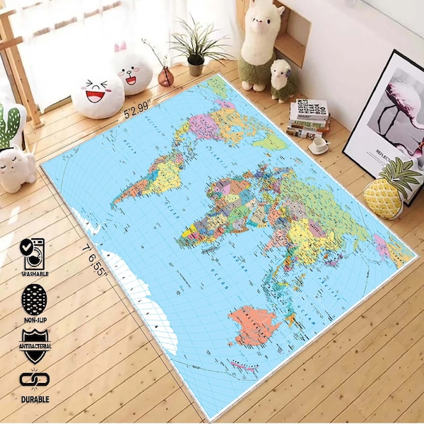 World Map Rug - Etsy