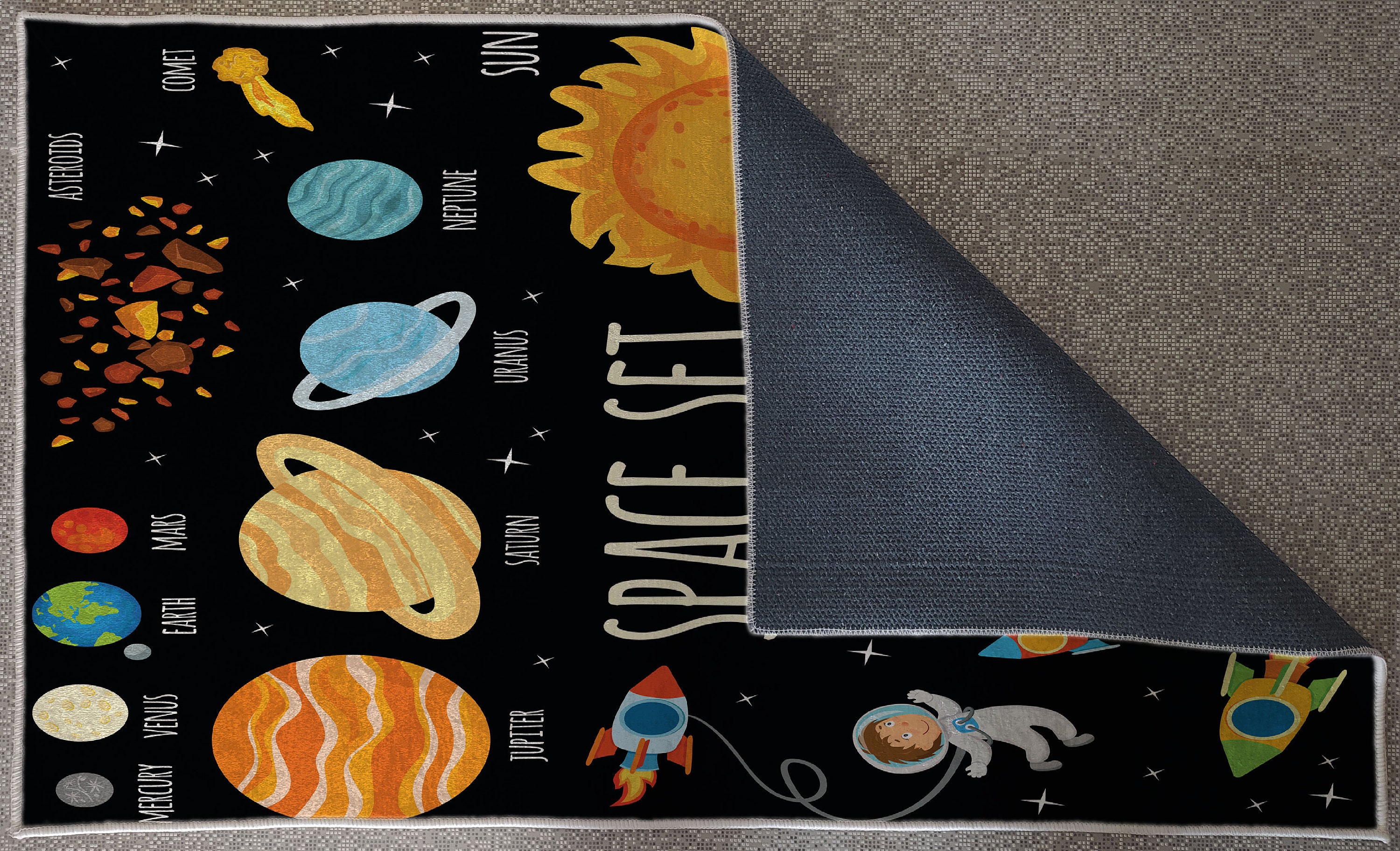 Planets Astronauts Space Solar System Rug Space Rug - Etsy Canada