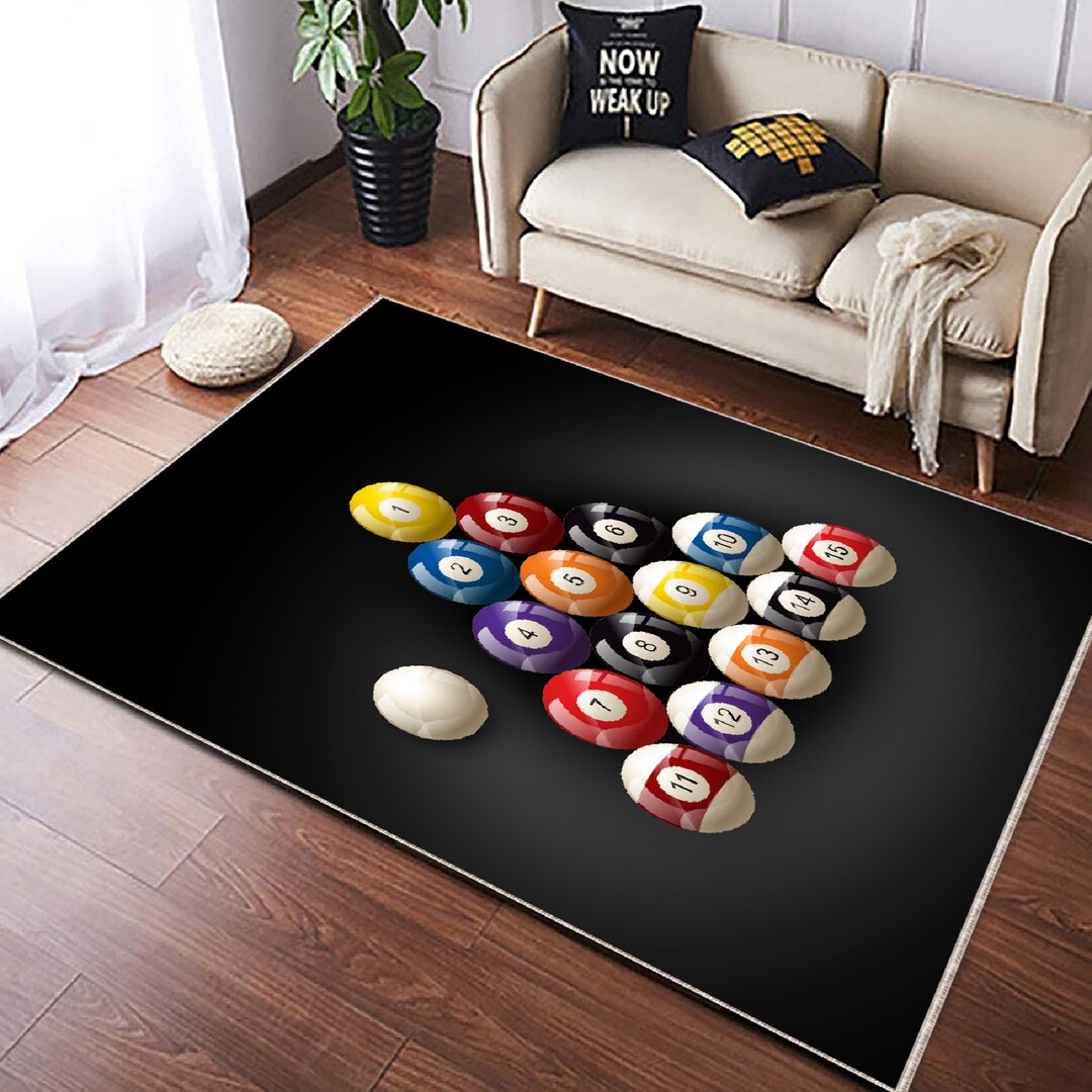 Billiard or Pool, Billiards, Pool Balls Rug, Playin Room Rug, Billiards ...