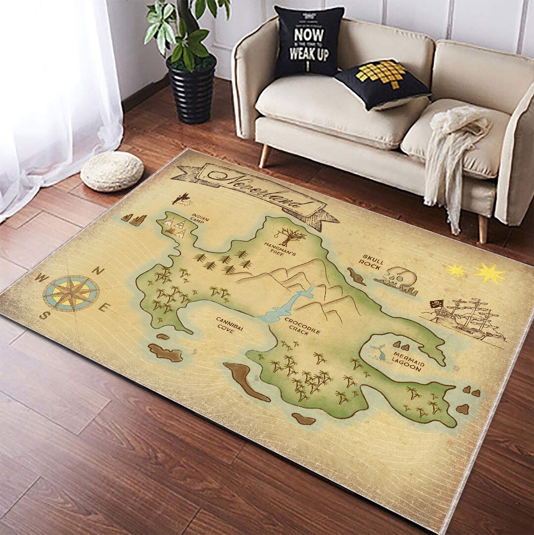 Neverland Maps, Retro Map, Earth Maps, Fantastic Rug, Minimalist Rug ...