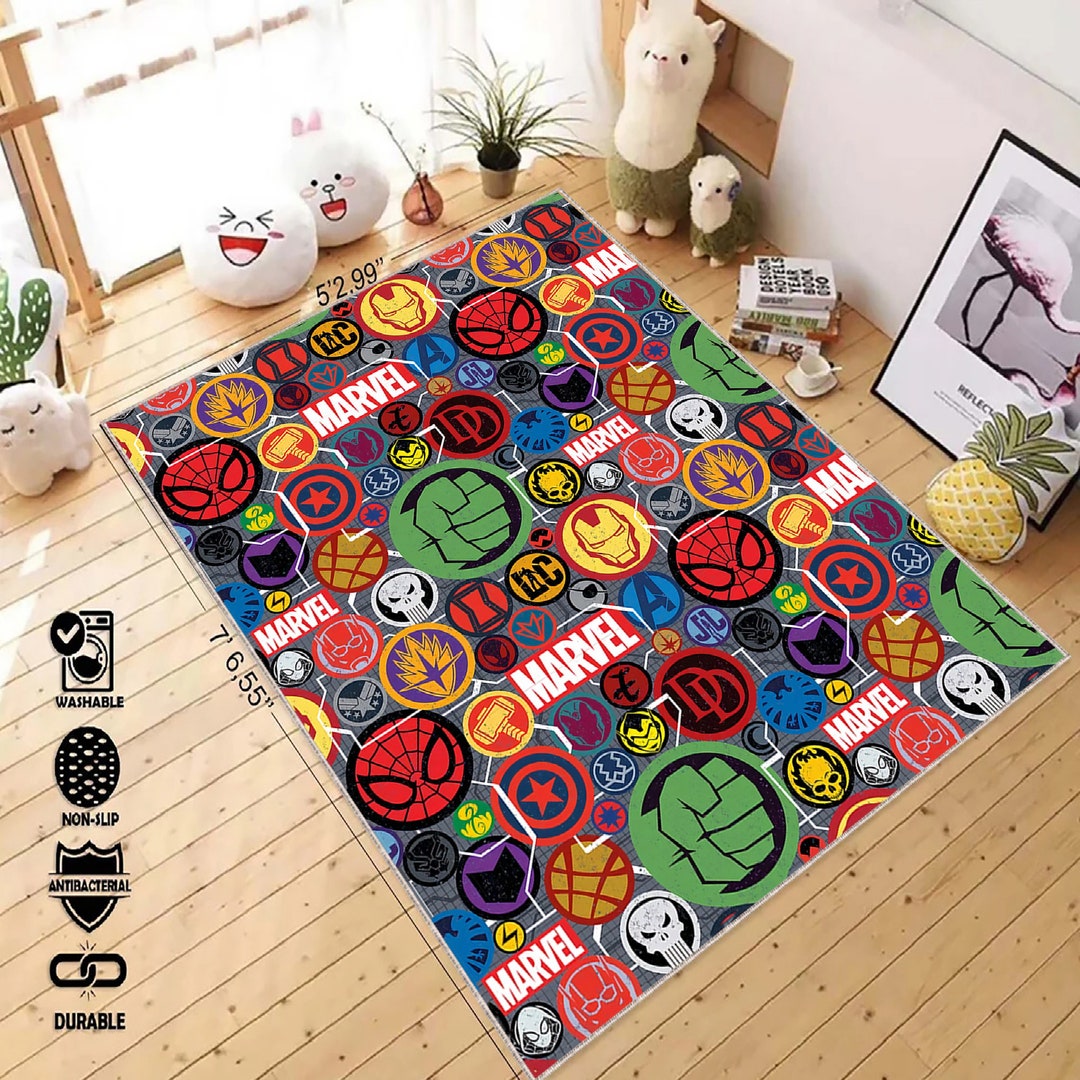 Super Hero, Super Hero Rug, Superheroes Films Movie Character Rug ...