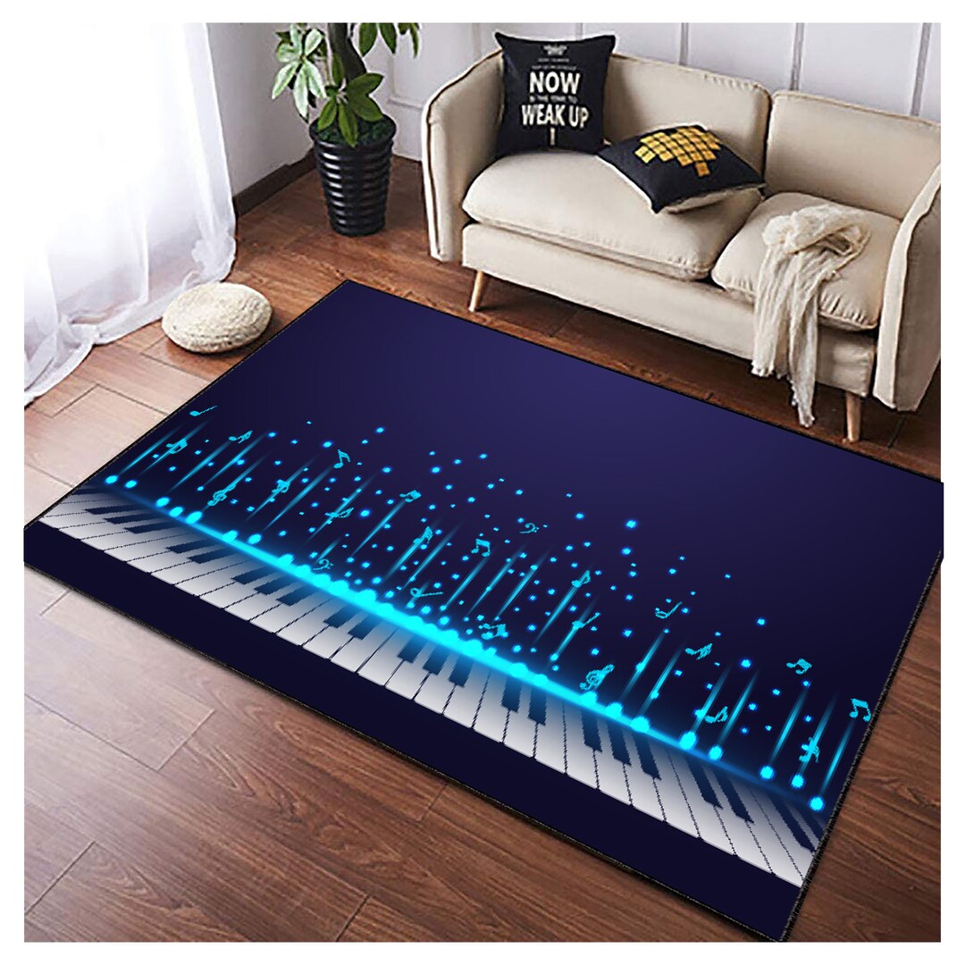 The Piano Key With a Flying Music Note Concept of Music Rug, Piano Rug ...