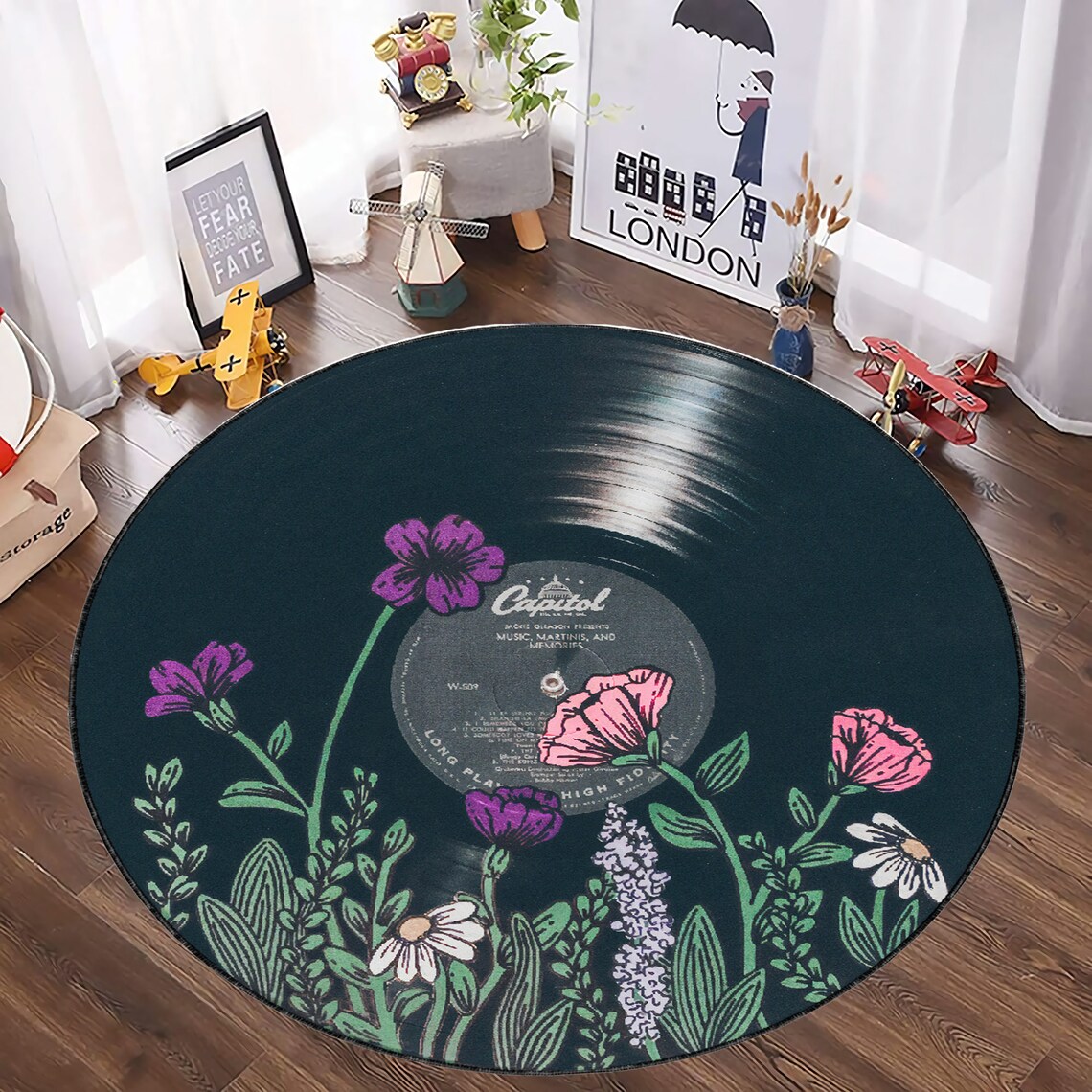 Record Rug, Record Round Rug, Classic Rug, Retro Record Rug ...