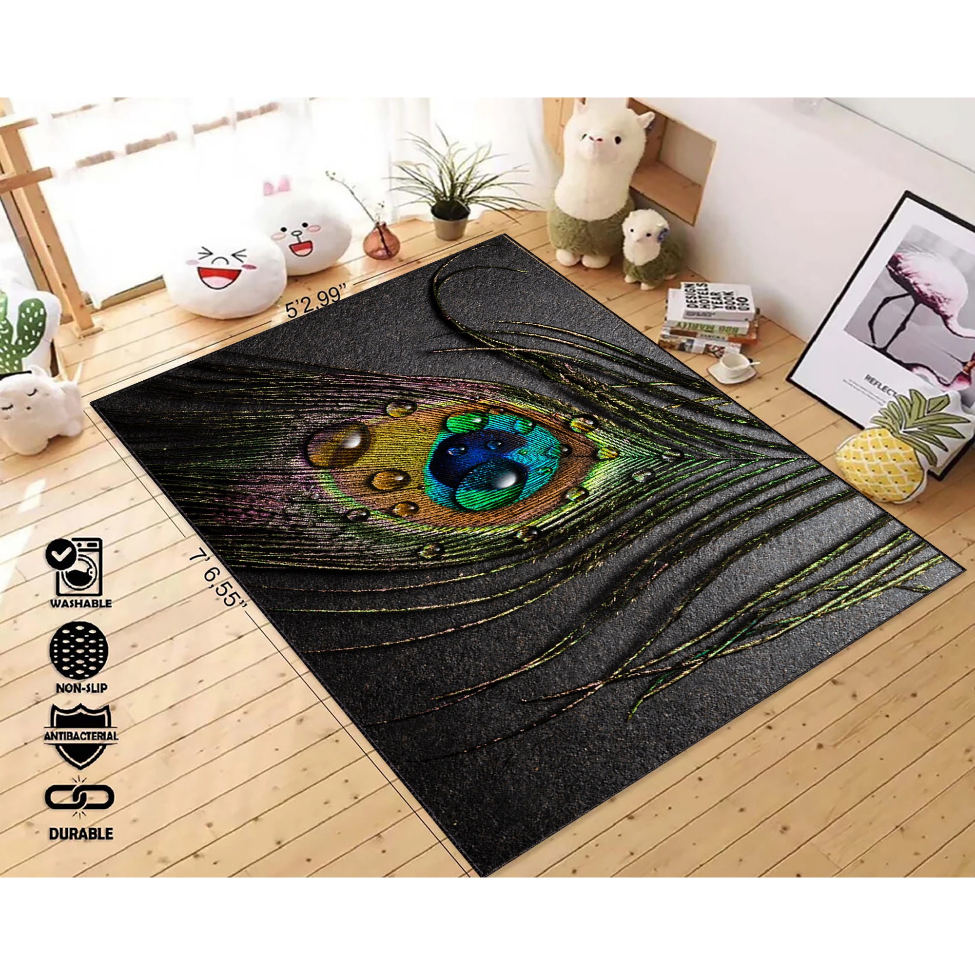 Still Life With Peacock Feather, Peacock Patterned Rug, Peacock Rug ...