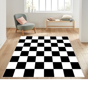 Checkered Carpet, Black White, Playing Room Rug, Interior Design Rug ...